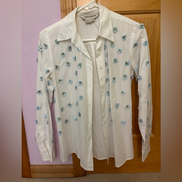 Anthropologie | Tops | Dhruv Kapoor Sequin Flower Button Down Shirt ...